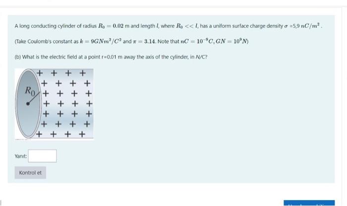 Solved A long conducting cylinder of radius R0=0.02 m and | Chegg.com