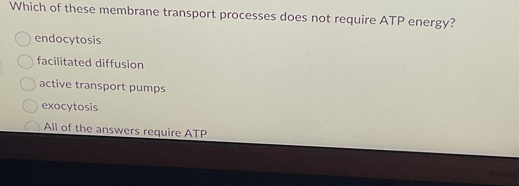 Which of these membrane transport processes does not | Chegg.com