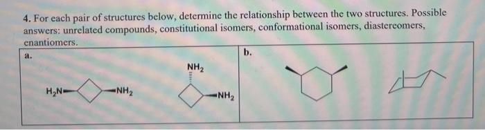 Solved 4. For each pair of structures below, determine the | Chegg.com