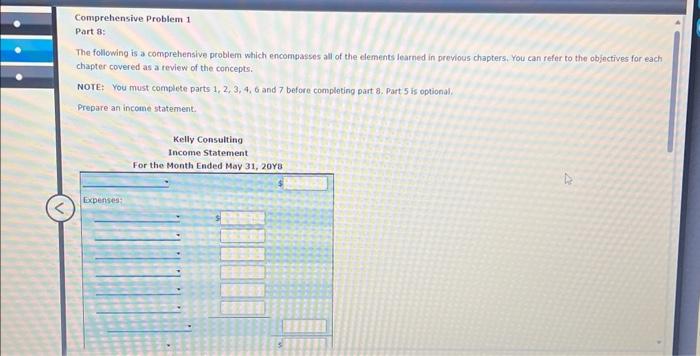 Comprehensive Problem 1 Part 8: The following is a | Chegg.com Comprehensive Problem 1 Part 8: The following is a | Chegg.com