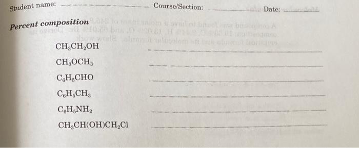Solved Student name: Course/Section: Date: percent | Chegg.com