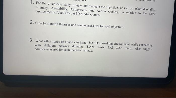 Solved Case Study: Jack Doe is the Community Liaison Officer | Chegg.com
