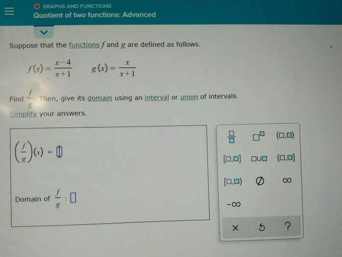 Solved O Graphs And Functions Quotient Of Two Functions 