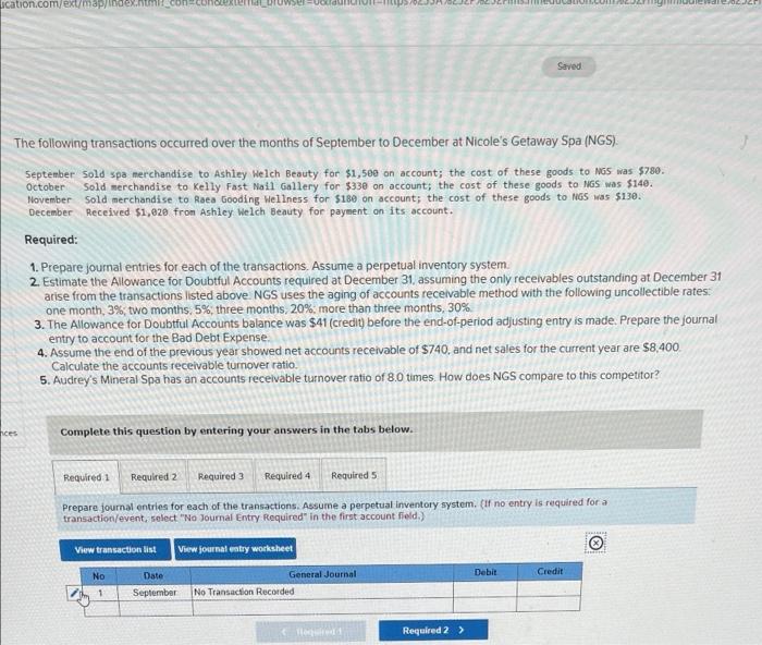Solved ucation.com/ext/map/index Saved The following | Chegg.com