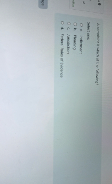 Solved n 9A complaint is which of the following?Select | Chegg.com