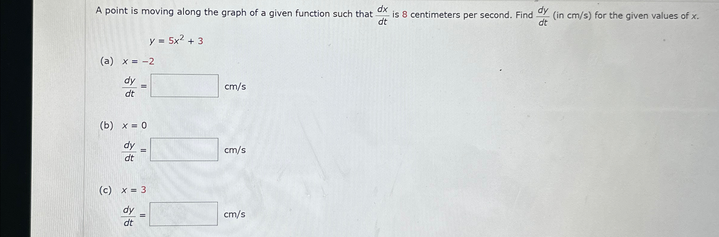 Solved A point is moving along the graph of a given function | Chegg.com