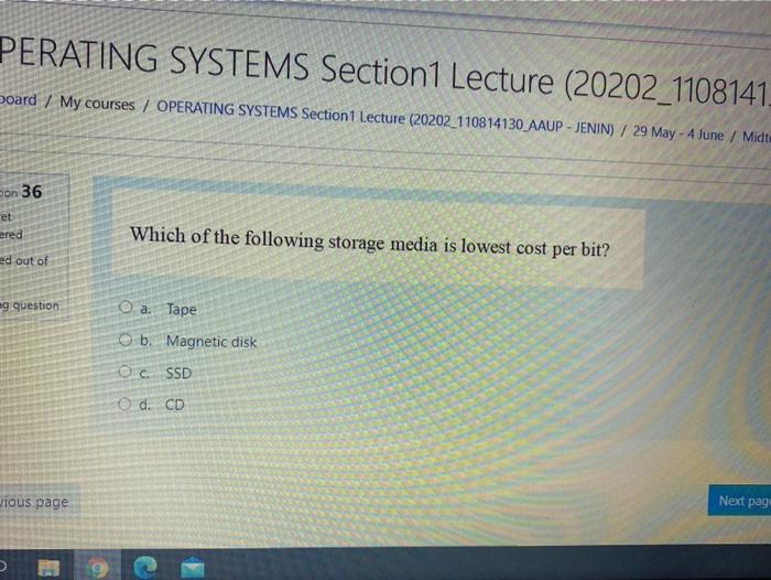 Solved PERATING SYSTEMS Section1 Lecture (20202_1108141 oard | Chegg.com
