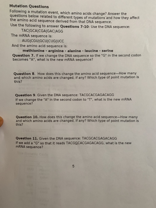 Solved Mutation Questions Following a mutation event, which | Chegg.com