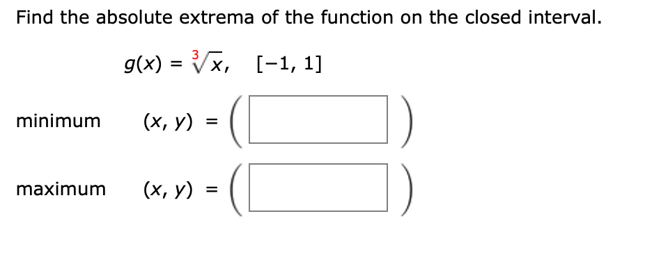 Solved Find the absolute extrema of the function on the | Chegg.com