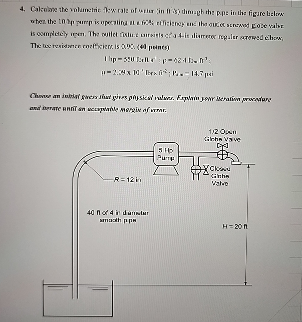 Solved Calculate the volumetric flow rate of water (in n3s ) | Chegg.com