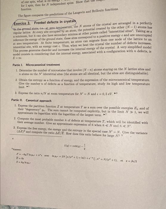 Exercice 3. Frenkel defects in crystals In the-ground | Chegg.com