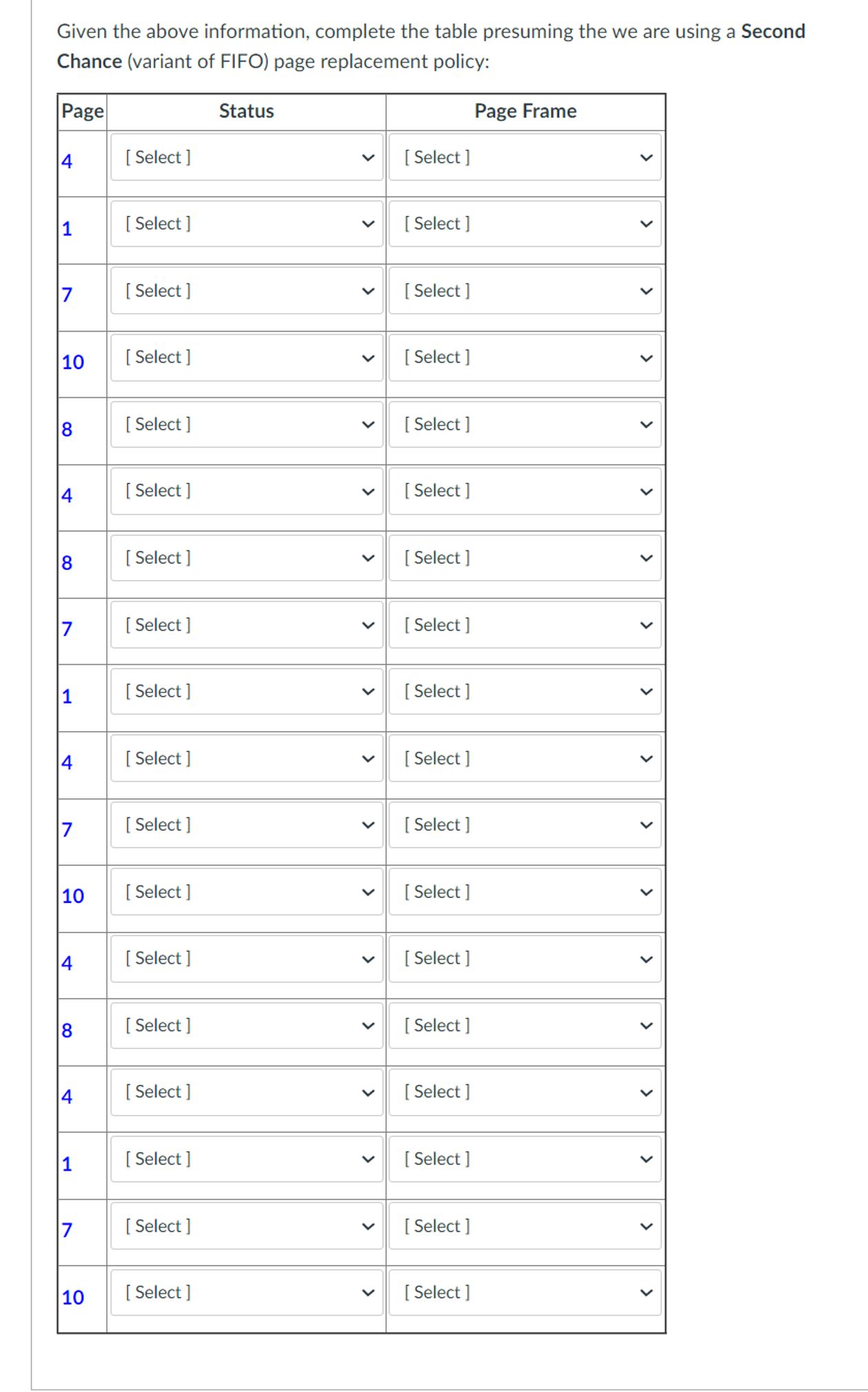 Solved Assume a main memory with four page frames (frame A | Chegg.com
