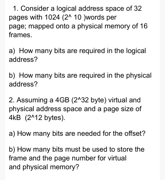 Solved 1 Consider A Logical Address Space Of 32 Pages With Chegg