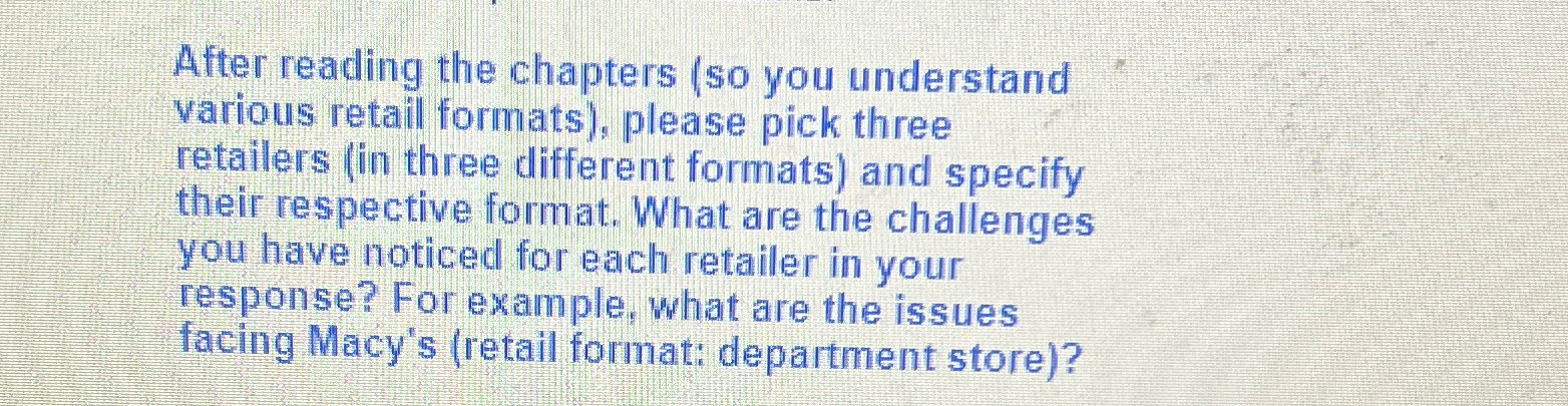 Solved After reading the chapters (so you understand various | Chegg.com