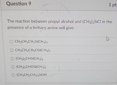 Solved Question 91 ﻿ptThe reaction between propyl alcohol | Chegg.com