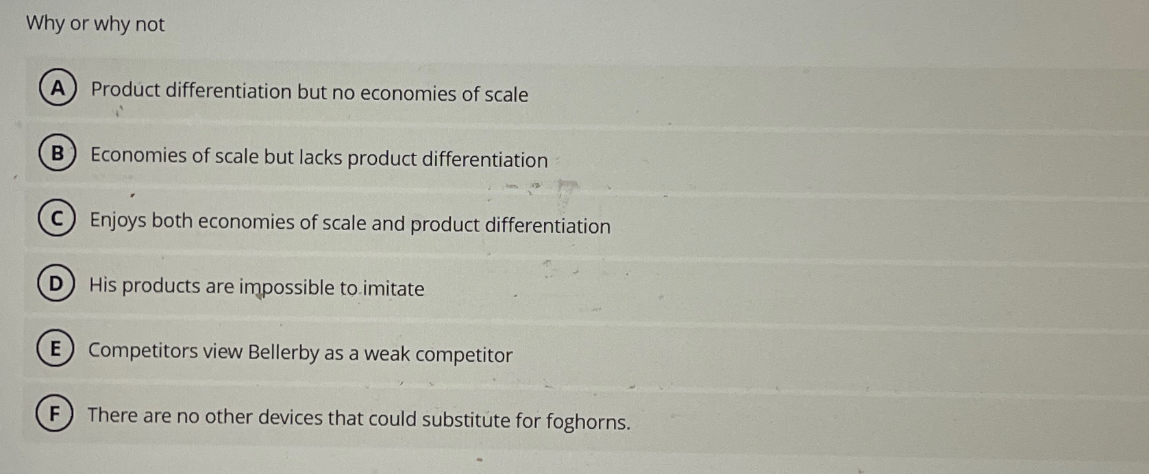 Solved Why or why notProduct differentiation but no | Chegg.com