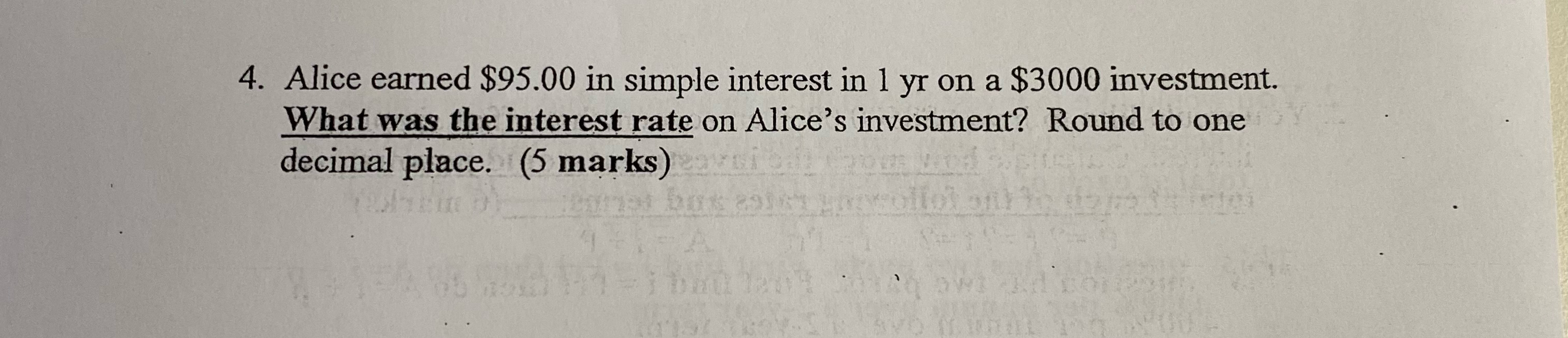 Solved Alice earned $95.00 ﻿in simple interest in 1 ﻿yr on a | Chegg.com