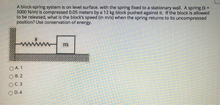 Solved A block-spring system is on level surface, with the | Chegg.com