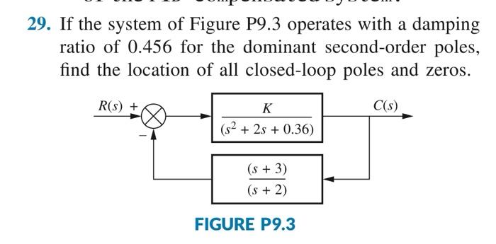 Solved 29. If the system of Figure P9.3 operates with a | Chegg.com