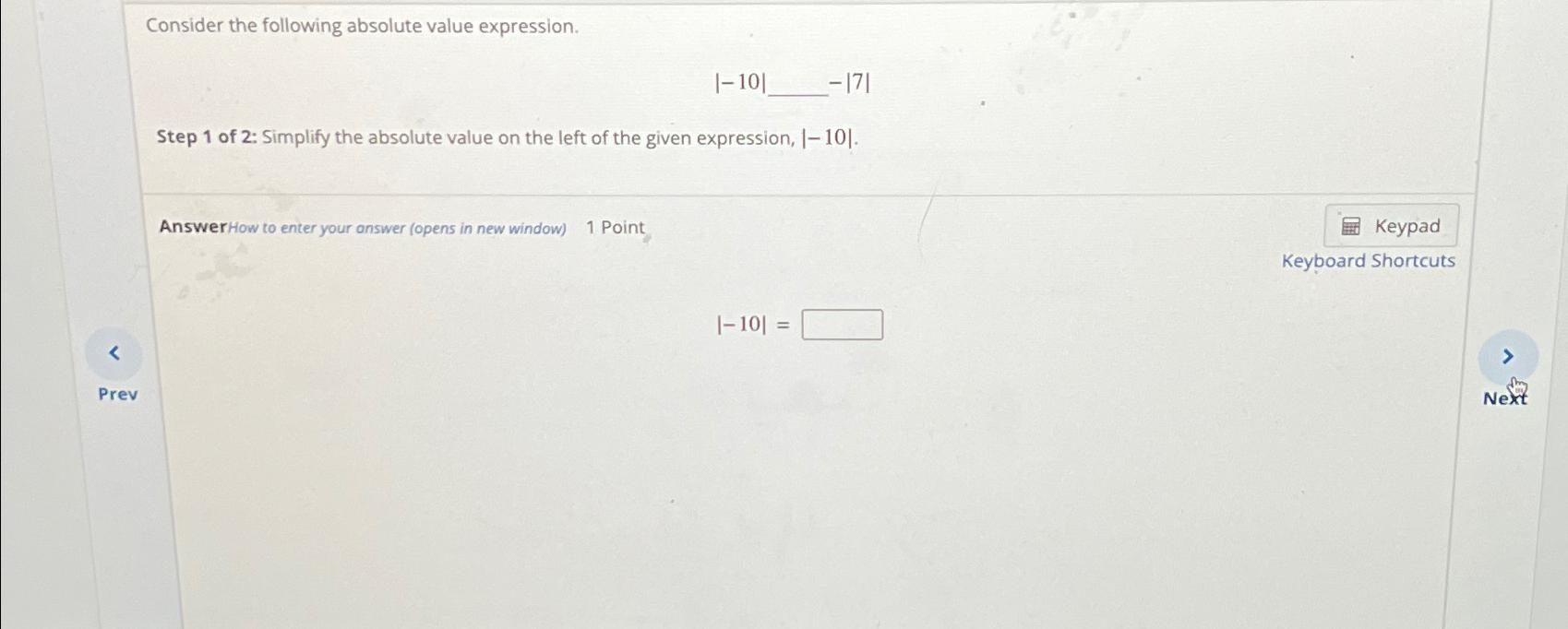 Solved Consider the following absolute value | Chegg.com Solved Consider the following absolute value | Chegg.com