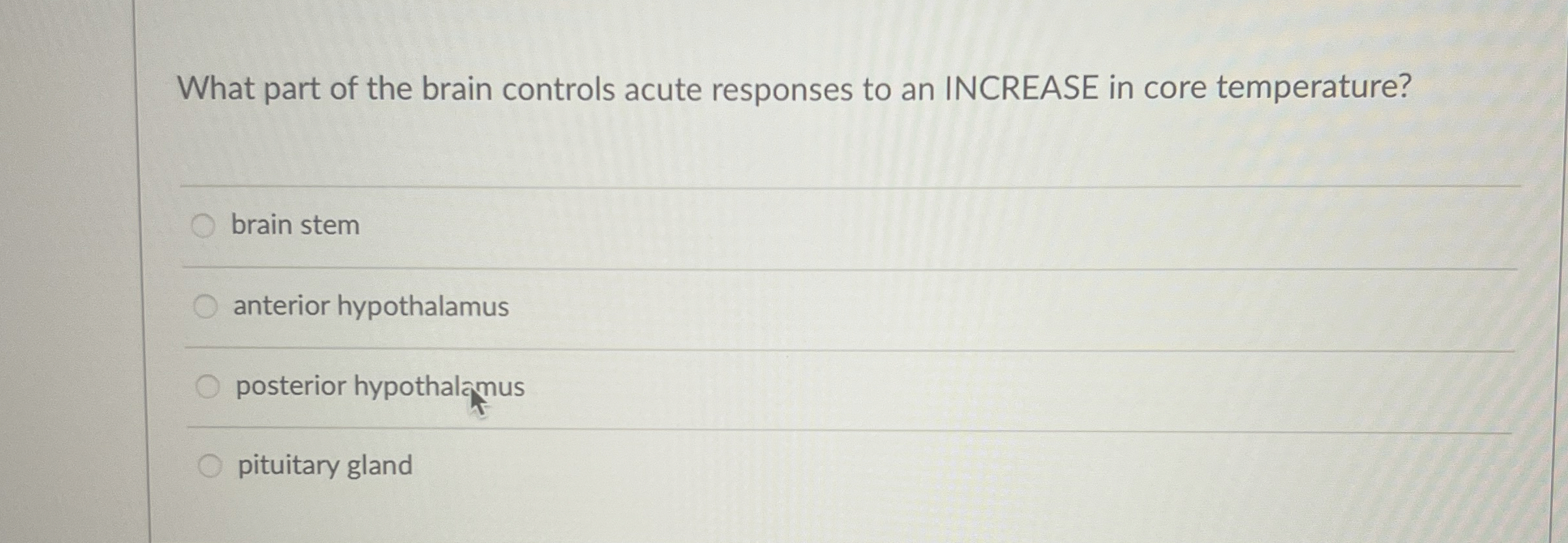 Solved What part of the brain controls acute responses to an | Chegg.com