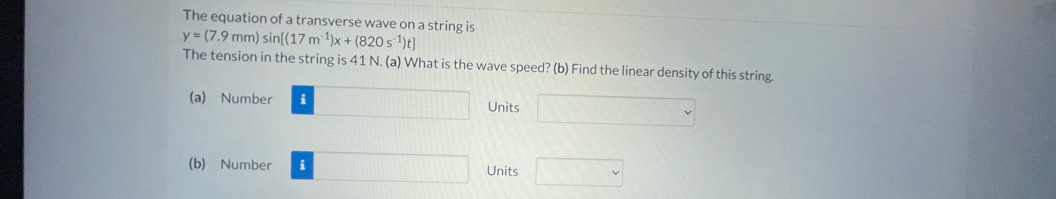 The equation of a transverse wave on a string | Chegg.com