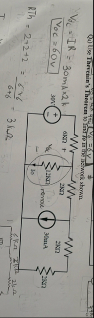 Solved Q4) ﻿Use Thevenin's Theorem to find Io in the network | Chegg.com