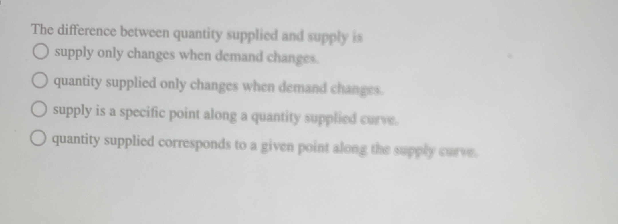 Solved The difference between quantity supplied and supply | Chegg.com