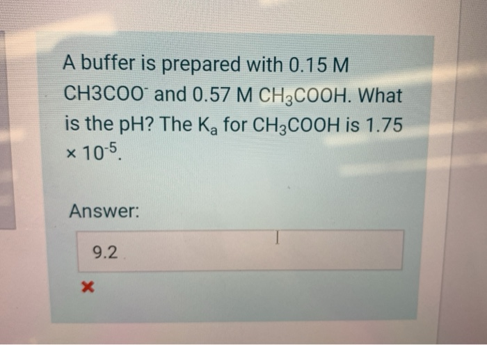 Solved A buffer is prepared with 0.15 M CH3COO and 0.57 M | Chegg.com