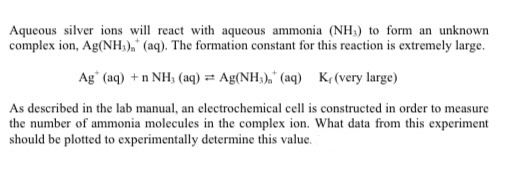 Solved Aqueous silver ions will react with aqueous ammonia | Chegg.com