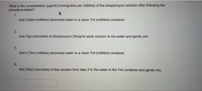 Solved What is the concentration (pg/ml) (micrograms per | Chegg.com