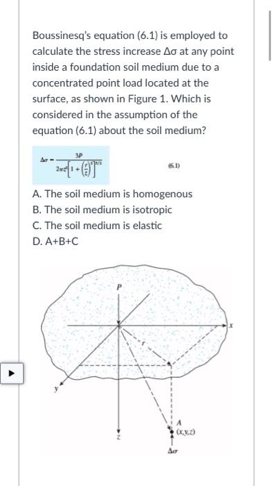 Solved Boussinesq's equation (6.1) is employed to calculate | Chegg.com