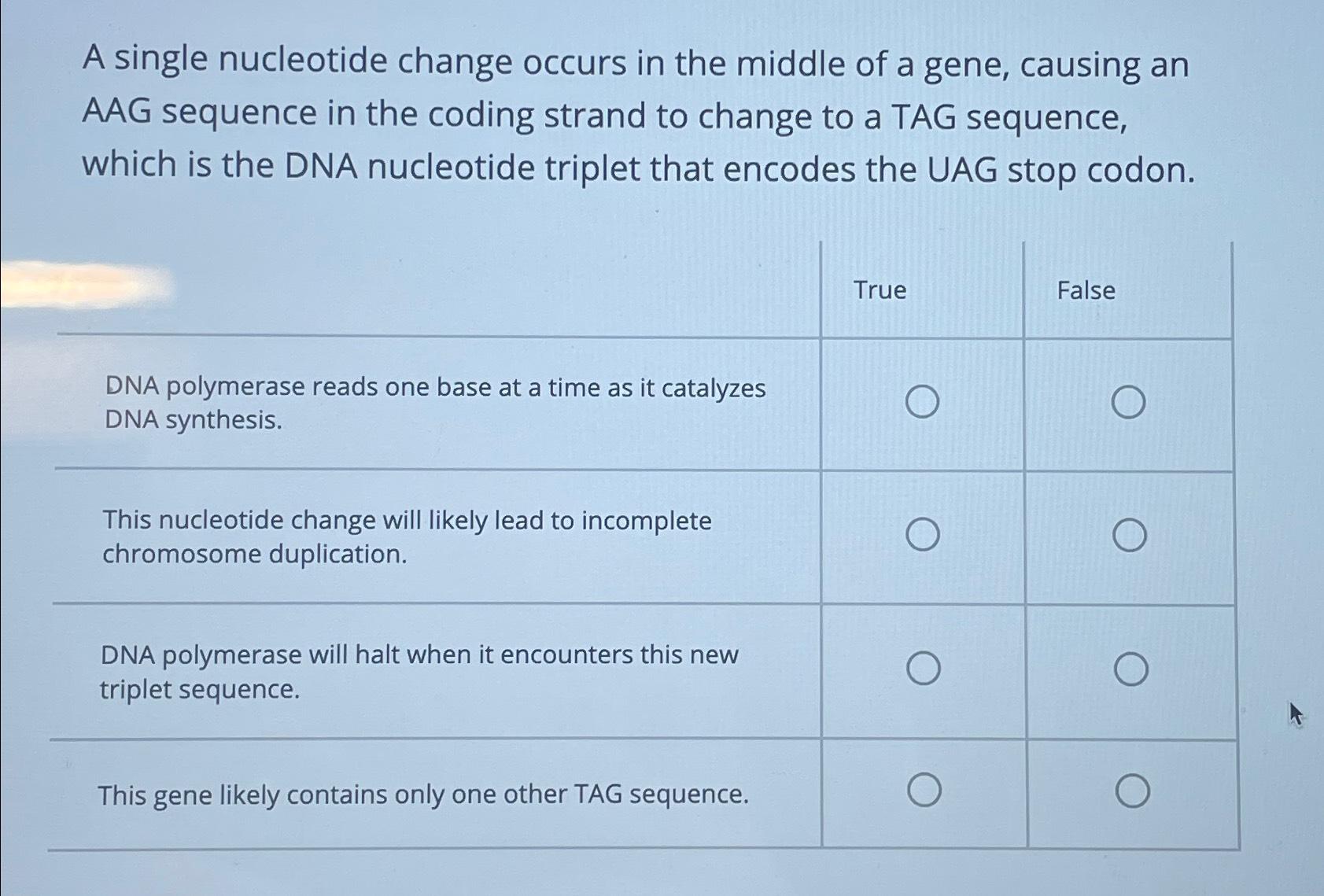 A single nucleotide change occurs in the middle of a | Chegg.com