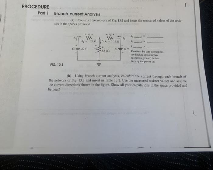 Solved PROCEDURE Part 1 Branch-current Analysis (a) | Chegg.com