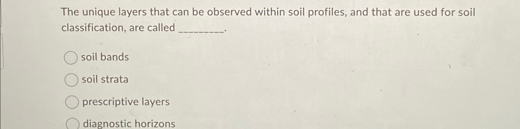 Solved The unique layers that can be observed within soil | Chegg.com