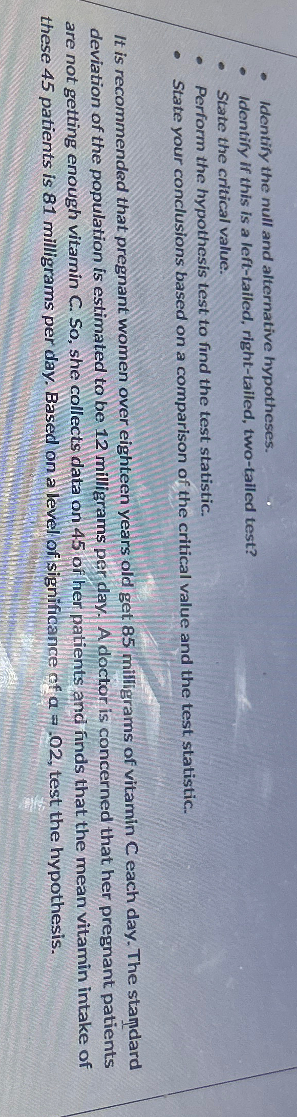 Solved Identify the null and alternative hypotheses.Identify | Chegg.com