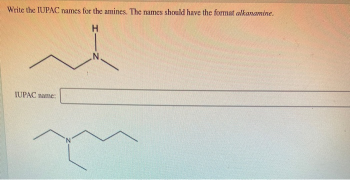 Solved Write the IUPAC names for the amines. The names | Chegg.com