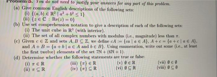 Solved Problem 15. You do not need to justify your answers | Chegg.com