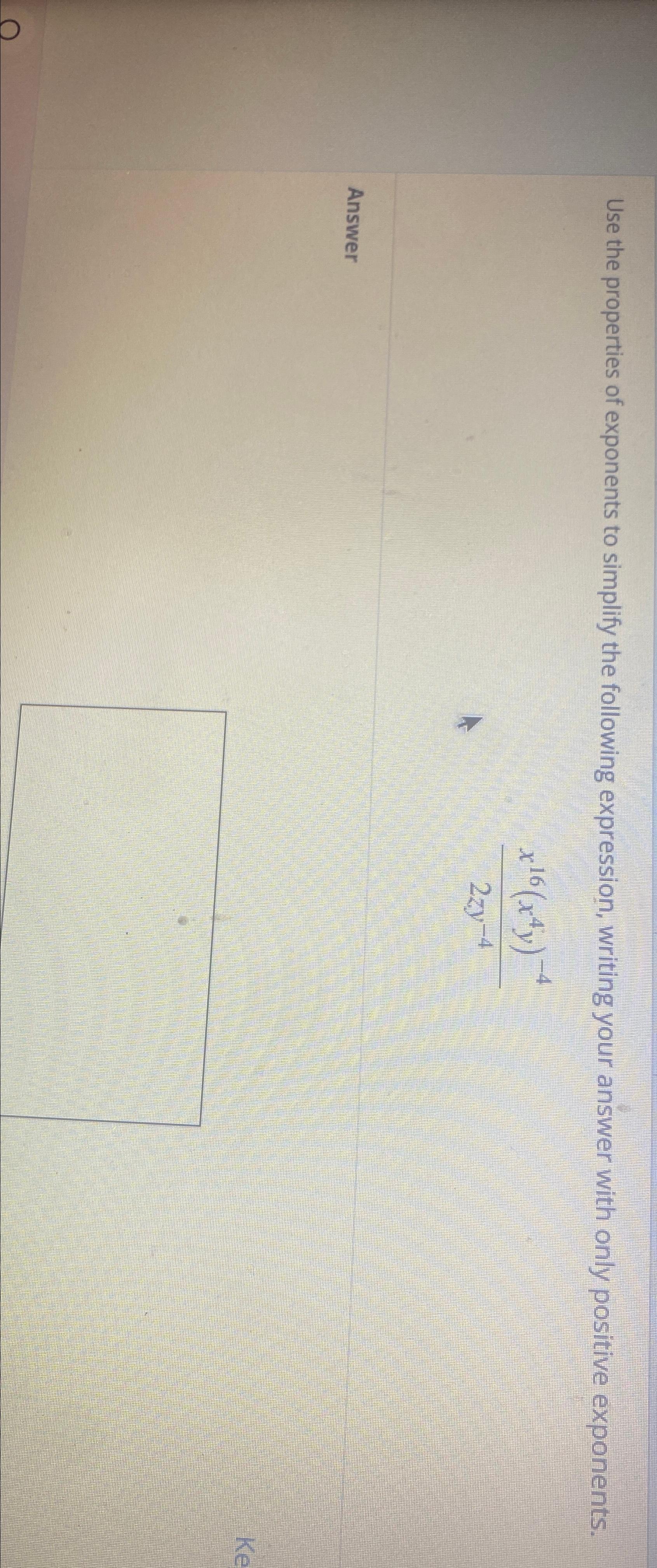 Solved Use the properties of exponents to simplify the | Chegg.com
