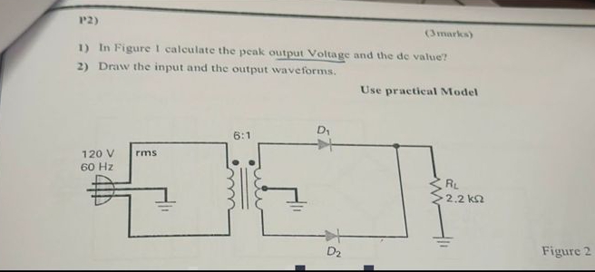 Solved (3marks)In Figure I calculate the peak output Voltage | Chegg.com