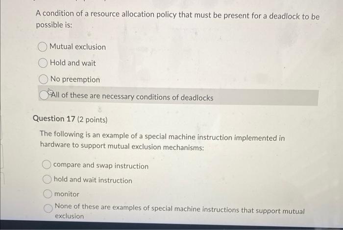 Solved A condition of a resource allocation policy that must | Chegg.com