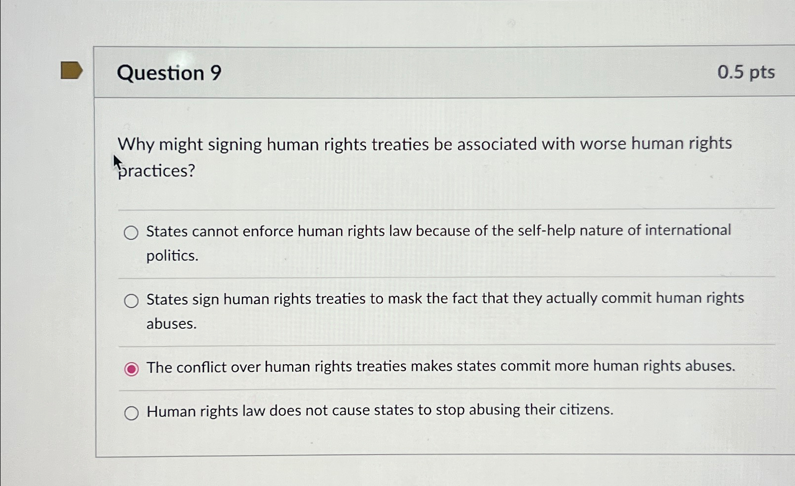 Solved Question 90.5ptsWhy might signing human rights | Chegg.com