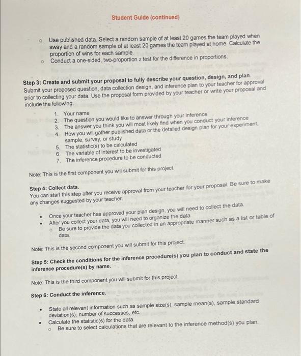 Solved I have a project for AP Stats and this is all of the | Chegg.com