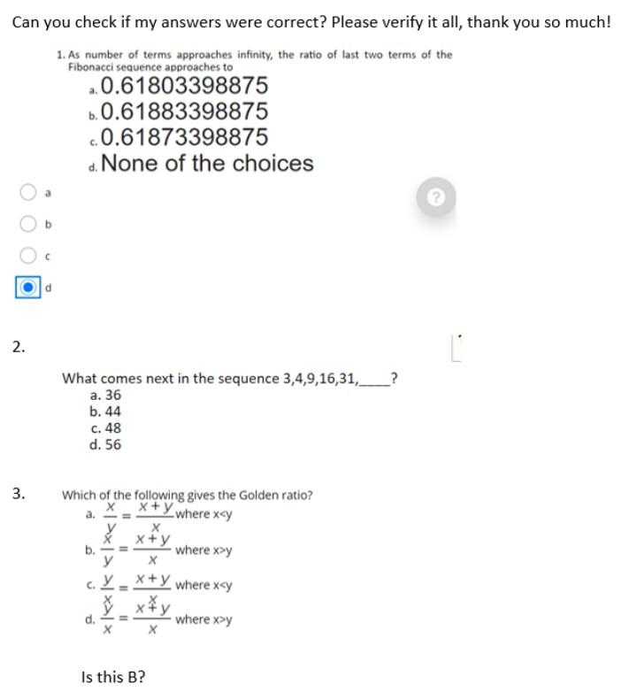 Solved Can you check if my answers were correct? Please | Chegg.com