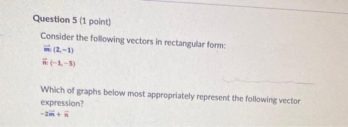 Solved Question 5 ( 1 point) Consider the following vectors | Chegg.com