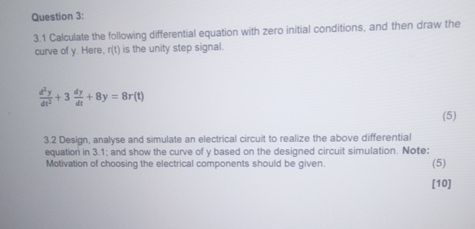 Question 3:3.1 ﻿Calculate the following differential | Chegg.com