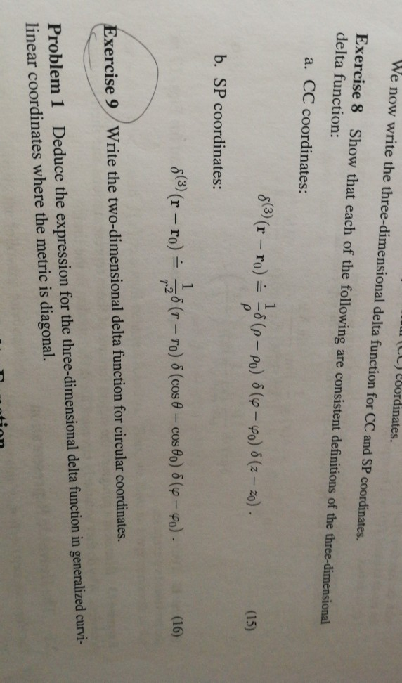 Solved We now write the three-dimensional delta function for | Chegg.com