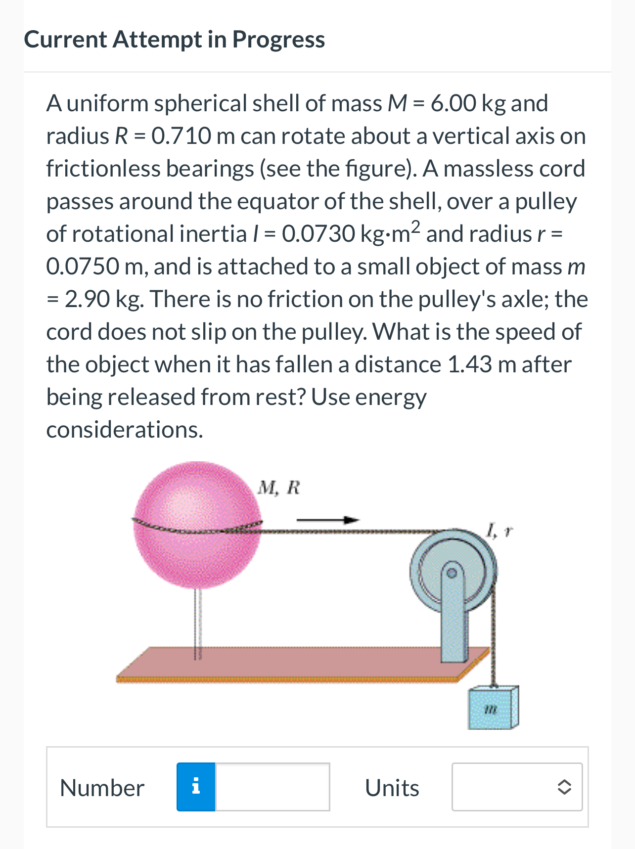 Solved Current Attempt in ProgressA uniform spherical shell | Chegg.com
