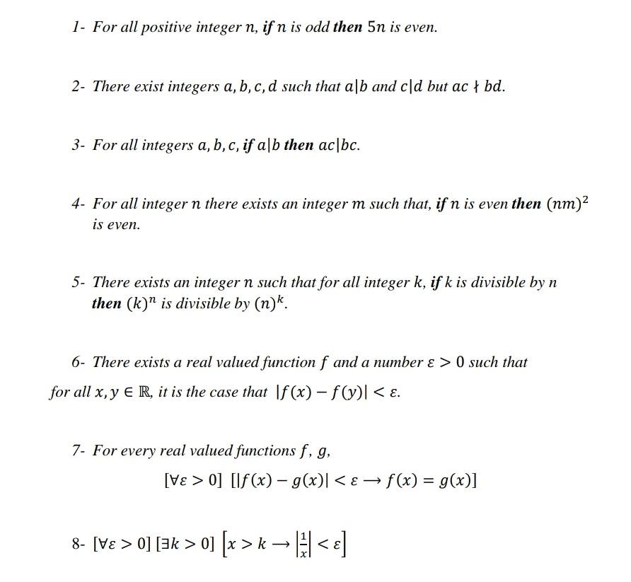 Solved 1. For all positive integer n, if n is odd then 5n is | Chegg.com