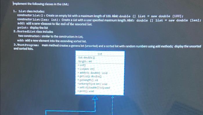 Solved Implement the following classes in the UML: 1. Iist | Chegg.com